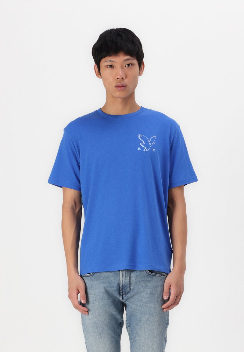 American Eagle CORE BRAND SET IN TEE - Tricou cu imprimeu - blue ...