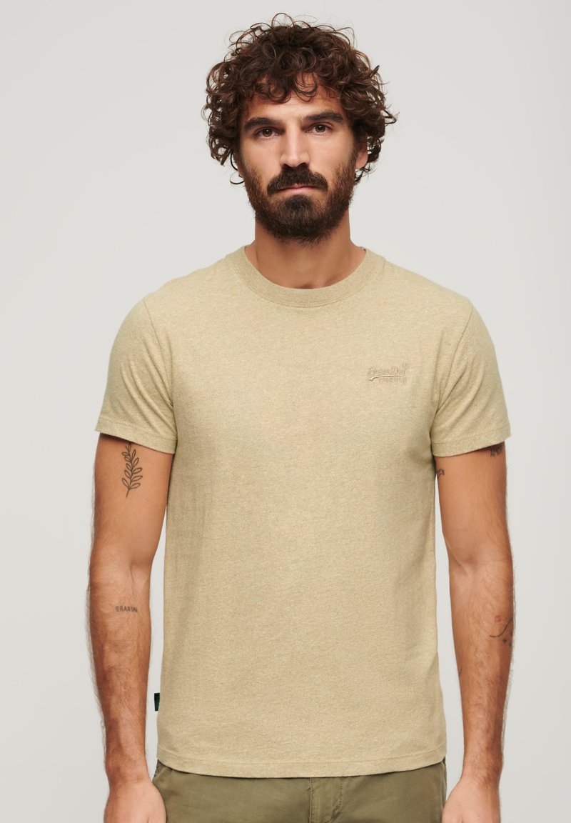 Superdry VINTAGE LOGO - Basic T-shirt - tan brown fleck marl/beige ...