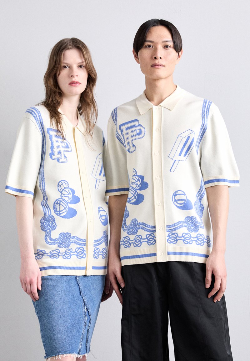 Filling Pieces GELATO UNISEX - Button-down blouse - antique white/black ...