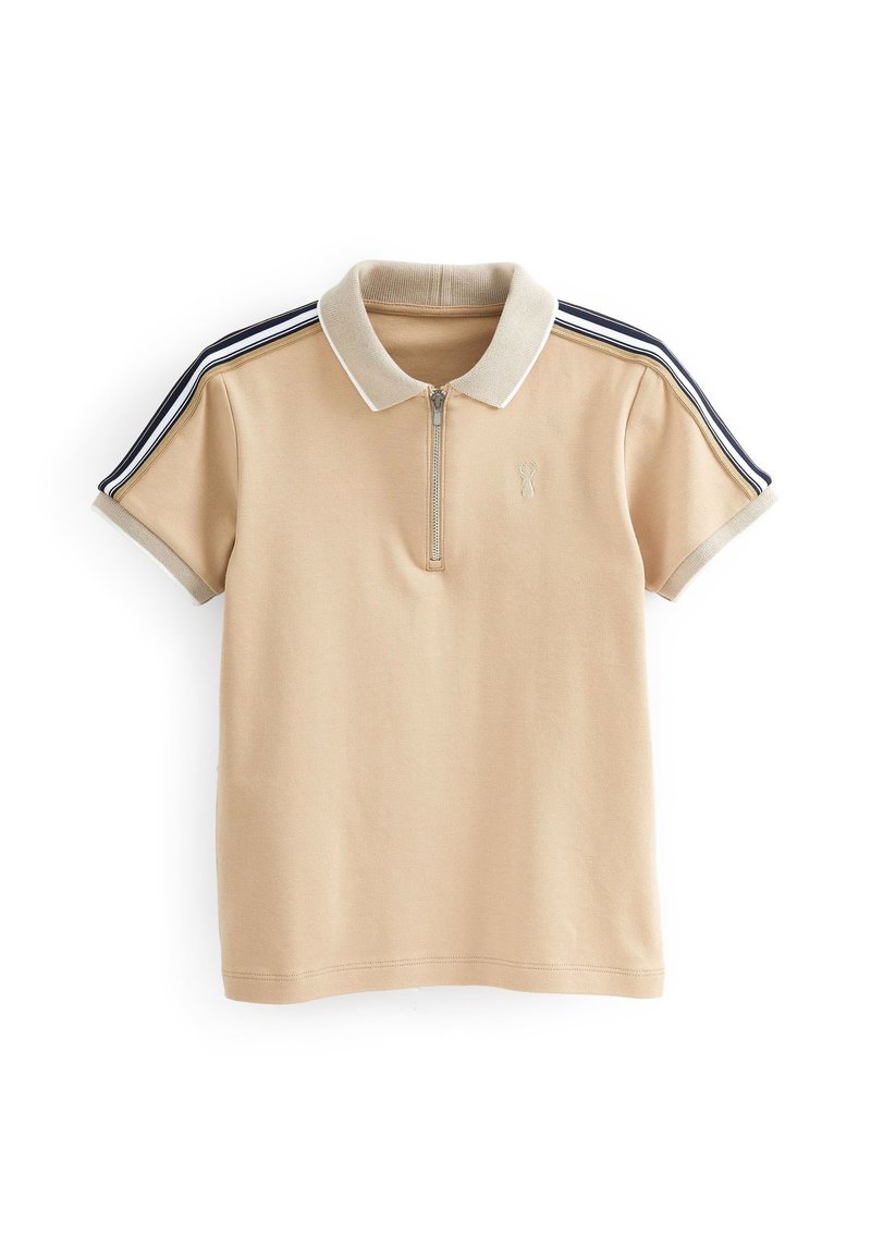 Next ZIP NECK SHORT SLEEVE POLO SHIRT - Poloshirt - neutral tan brown ...