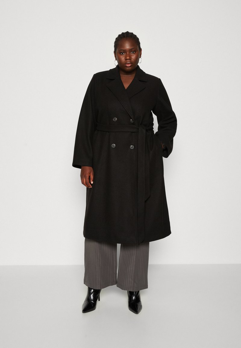 EVOKED VILA VIMANO MAXI TIE BELTED COAT - Mantel - black/zwart - Zalando.nl