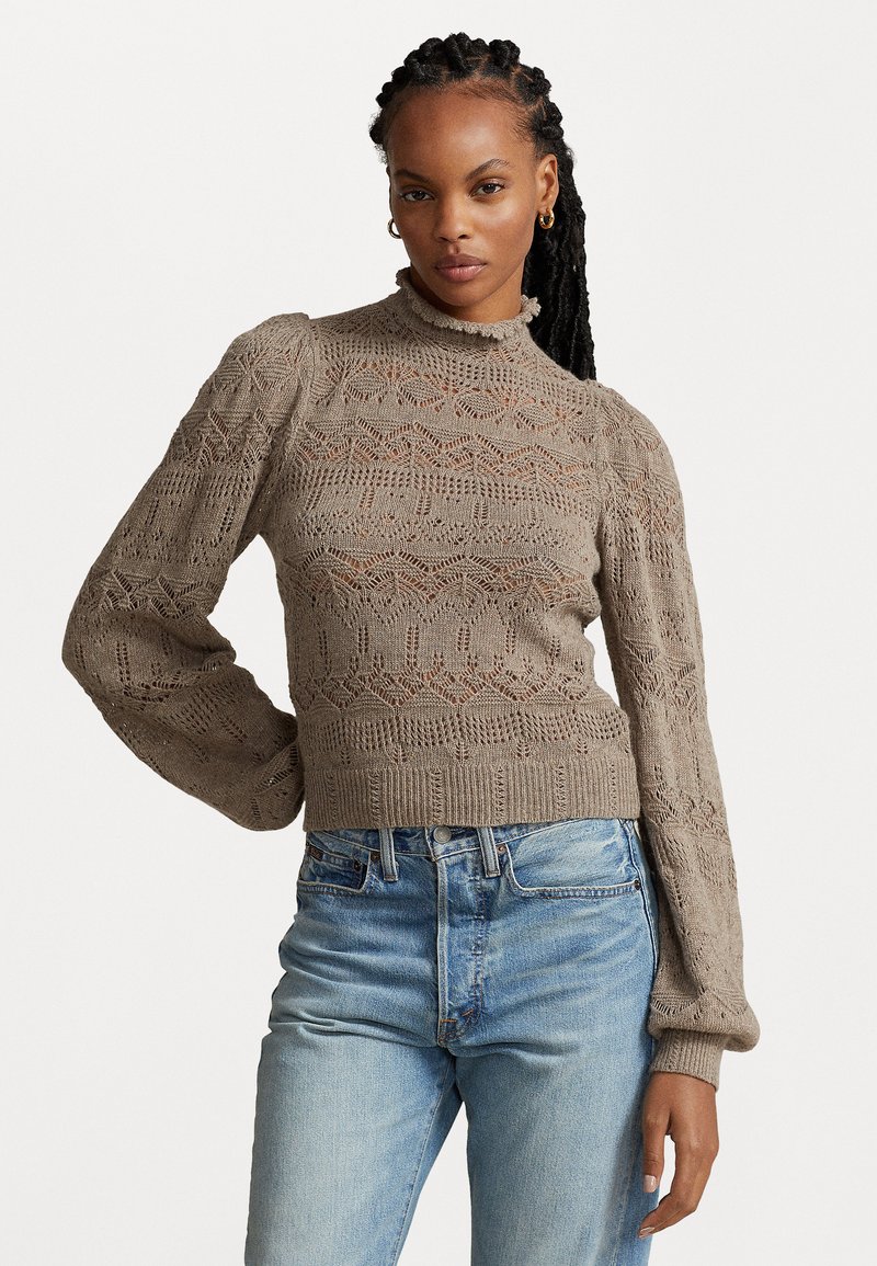 Polo Ralph Lauren LONG SLEEVE - Strickpullover - mushroom heather/braun ...