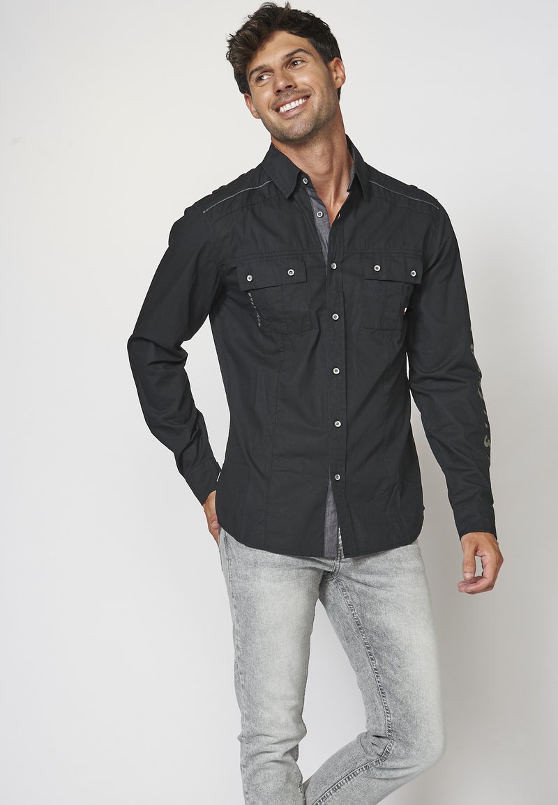 Koroshi MANGA LARGA - Shirt - black - Zalando