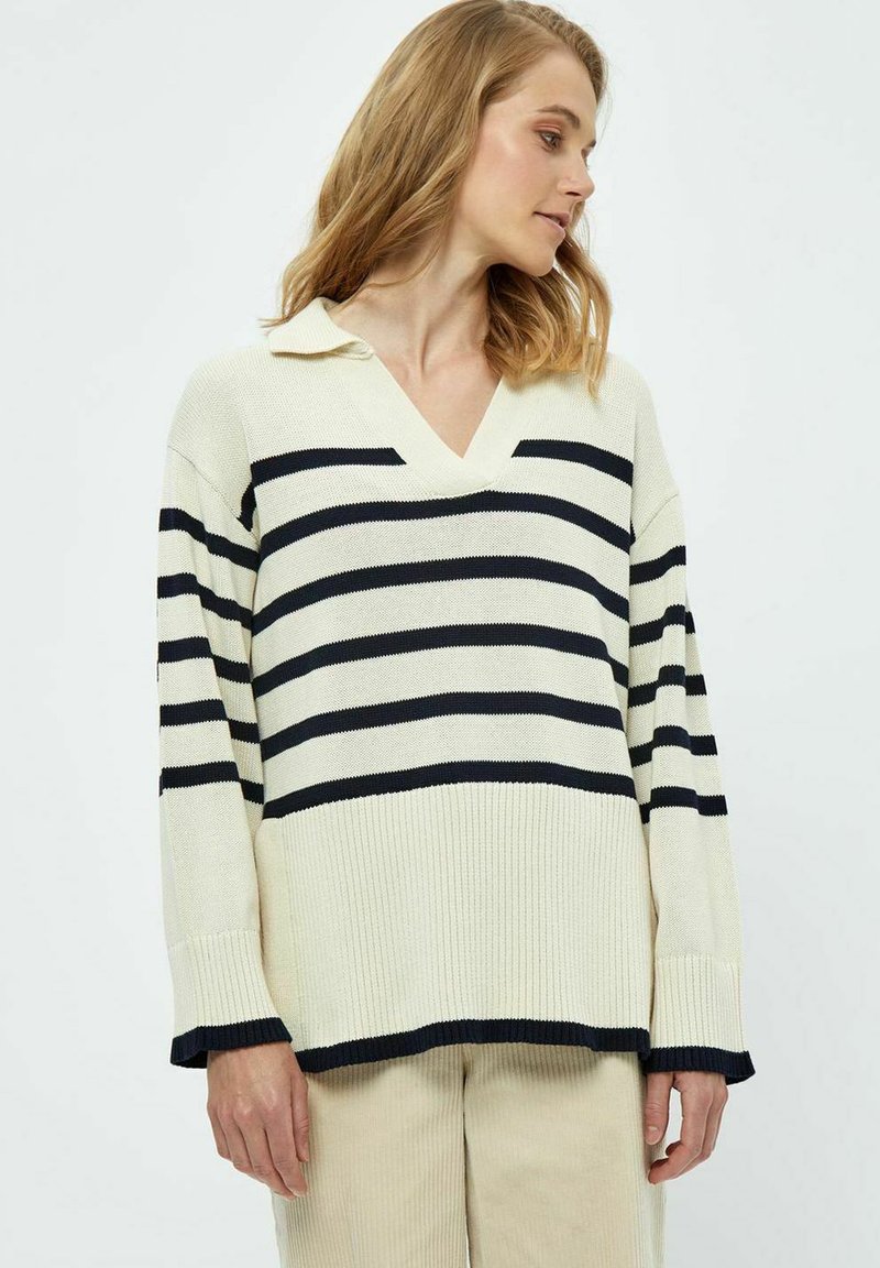 Minus MILEONIE COLLAR KNIT PULLOVER - Strickpullover - s gardenia ...