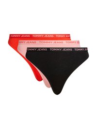 Tommy Jeans THONGS 3 PACK - Thong - black/hot heat/tickled pink/black ...
