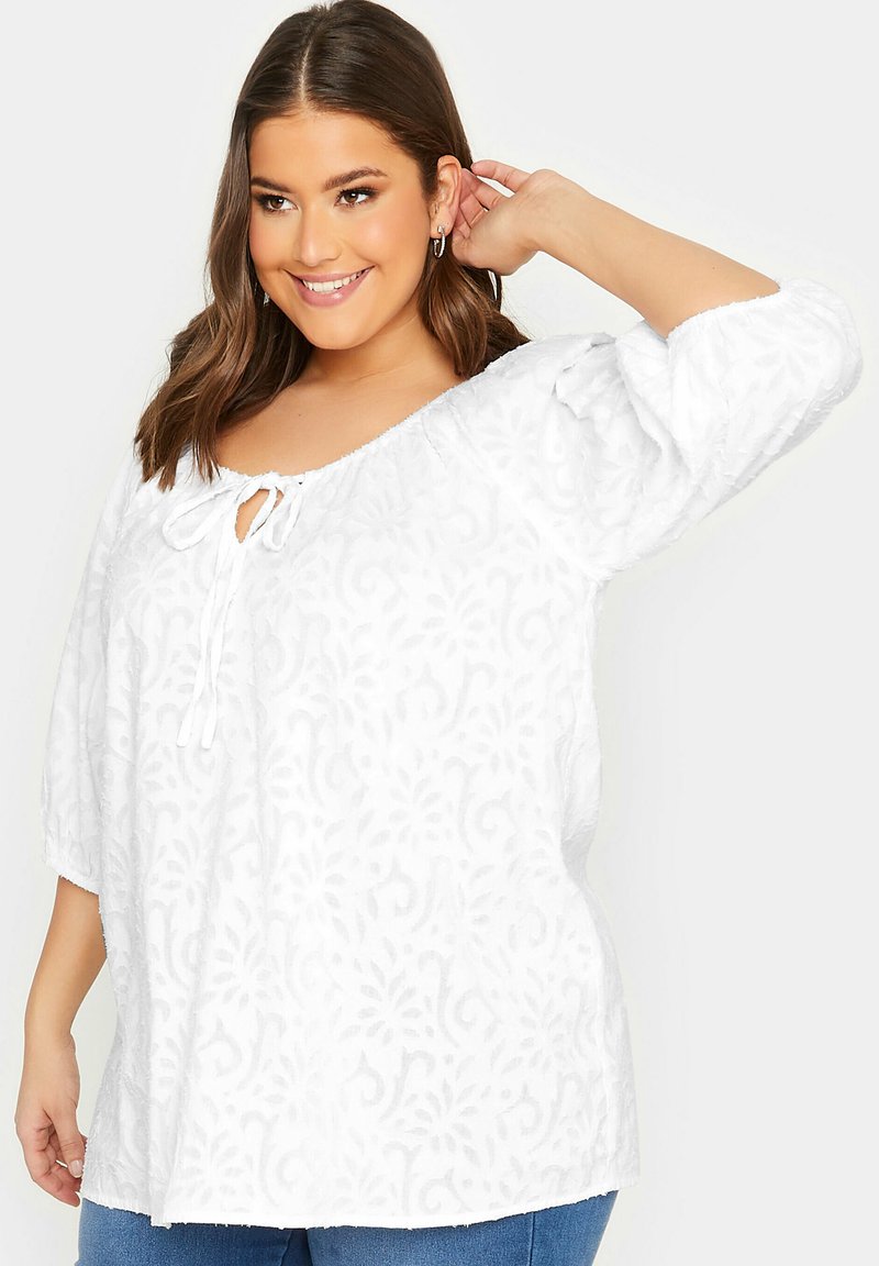 Yours Clothing GYPSY TEXTURED - Blusa - white/blanco - Zalando.es