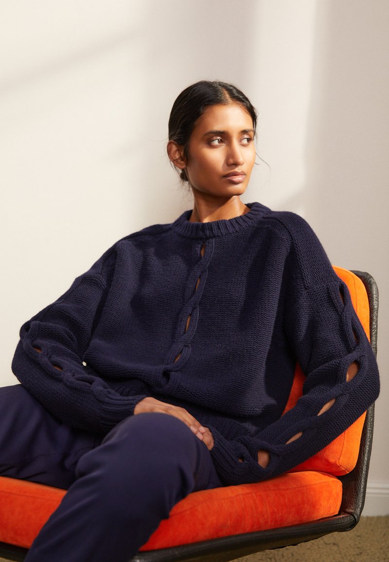 Filippa K BRAIDED - Strickpullover - navy/dunkelblau - Zalando.ch