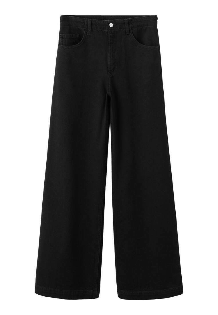 Mango Pernera ancha - black denim/denim negro - Zalando.es