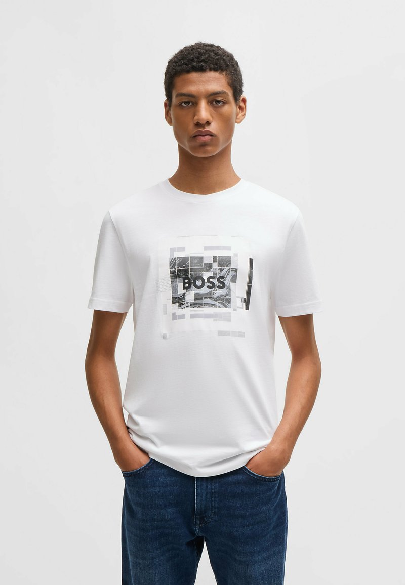 BOSS TE URBAN - Print T-shirt - white - Zalando.co.uk