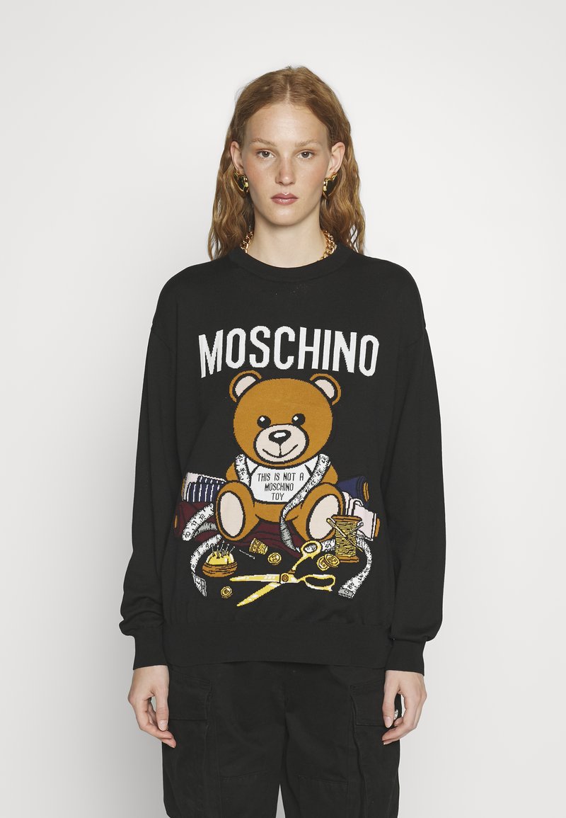 MOSCHINO SEASONAL TEDDY BEAR - Strickpullover - fantasy black/schwarz - Zalando.de