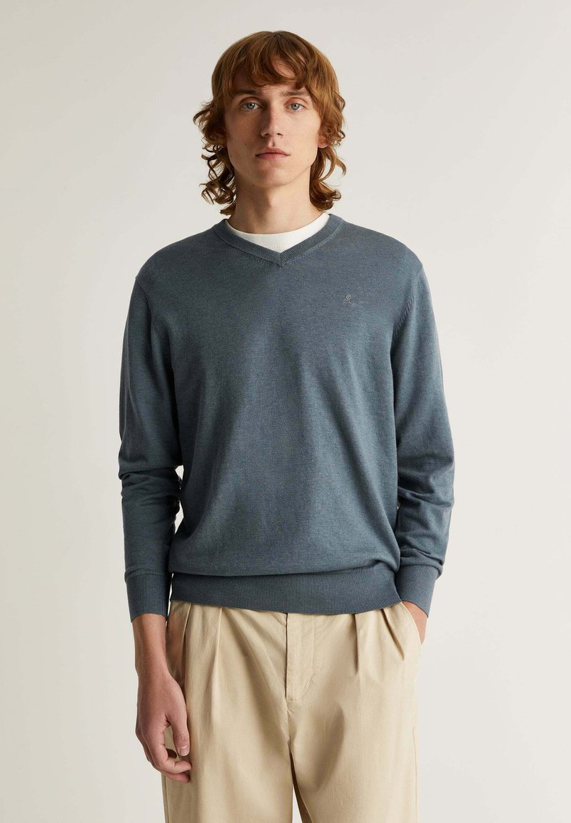 Scalpers SKULL V NECK - Maglione - greyish blue/blu - Zalando.it