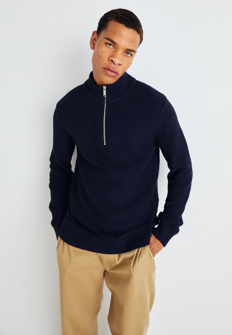 Selected Homme SLHTHIM STRUCTURE HALF ZIP - Jumper - sky captain/dark ...