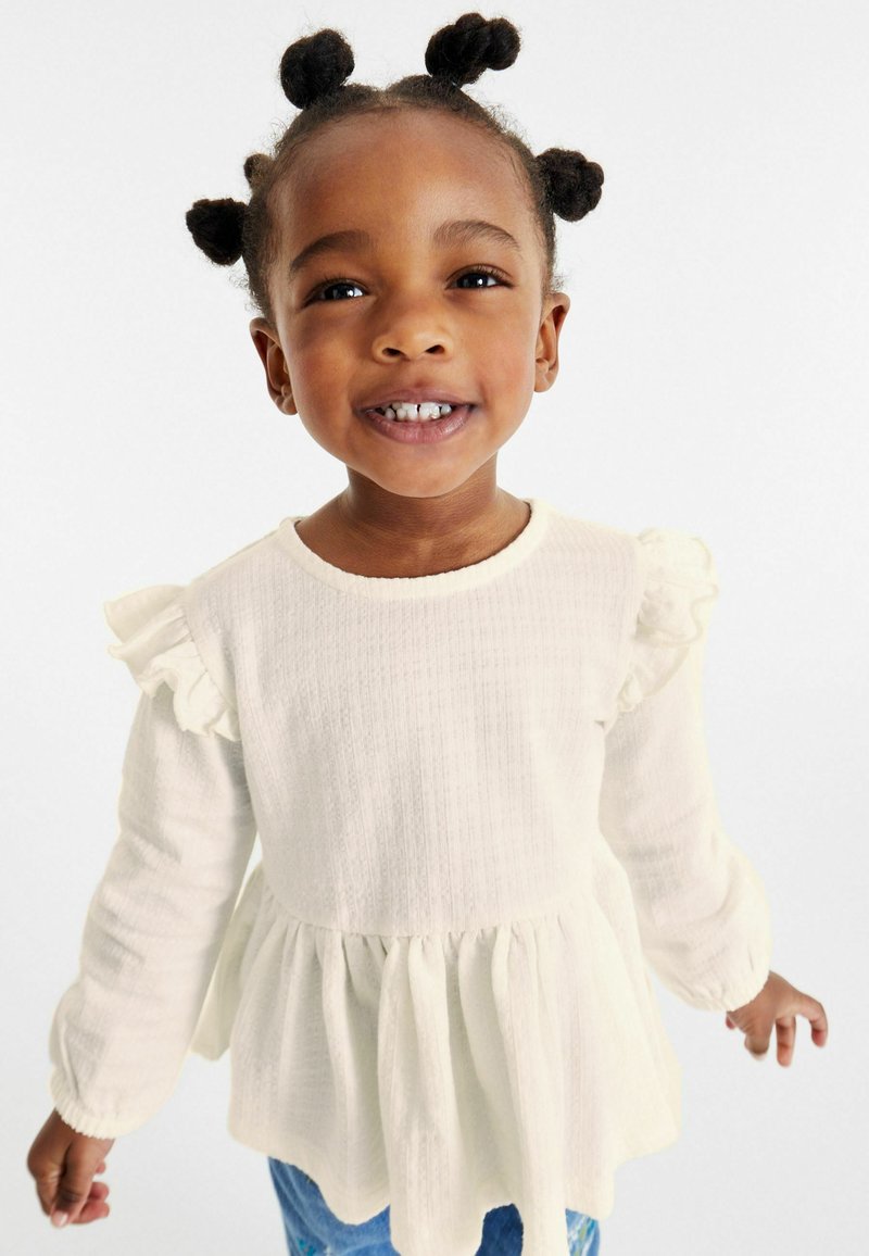 Next COLLAR FRILL TEXTURED BLOUSE - Blus - white/vit - Zalando.se