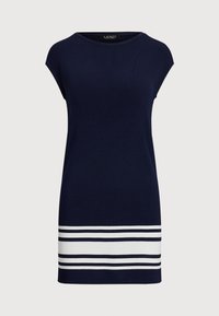 Lauren Ralph Lauren Petite TWO TONE CAP SLEEVE SHIFT SWEATER DRESS - Blusenkleid - refined navy ...