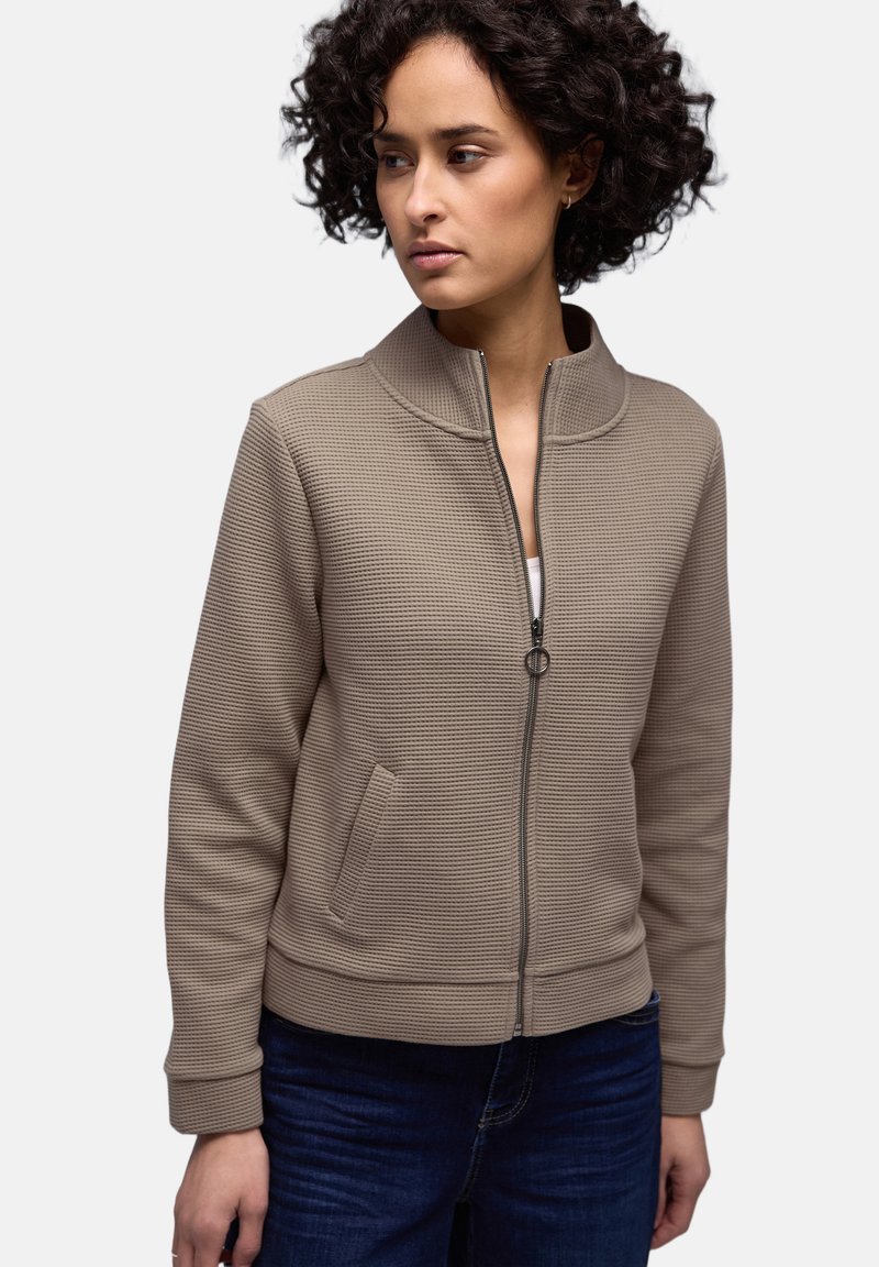 Street One ZIPPER - Zip-up sweatshirt - braun/taupe - Zalando