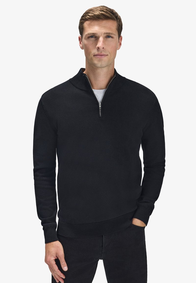 John Henric CLASSIC ZIP NECK - Neule - black/musta - Zalando.fi