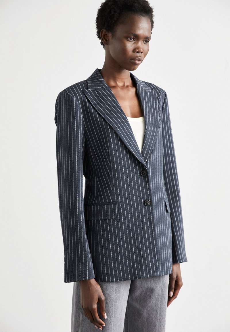 DESIGNERS REMIX ZOE - Blazer - grey/white pinstripe/grå - Zalando.dk