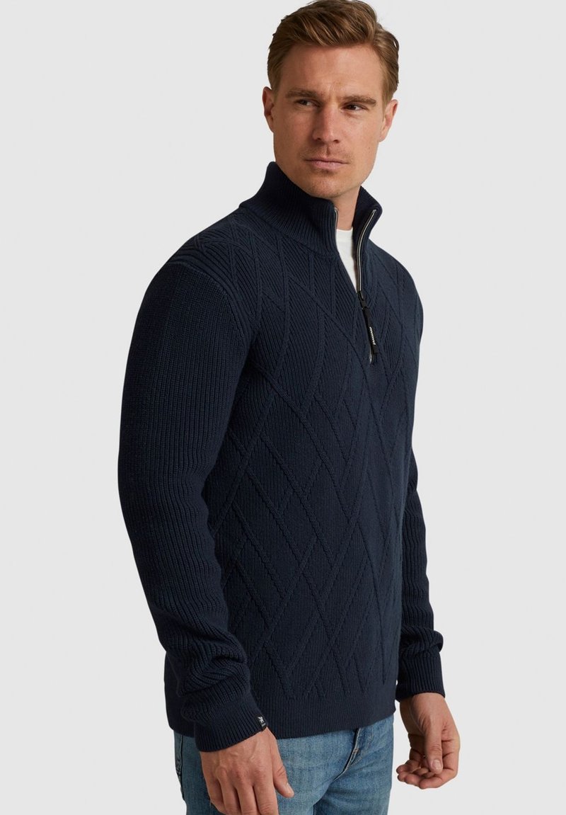 Vanguard HALF ZIP STRUCTURE ECRU . - Strickpullover - blauw,donkerblauw ...