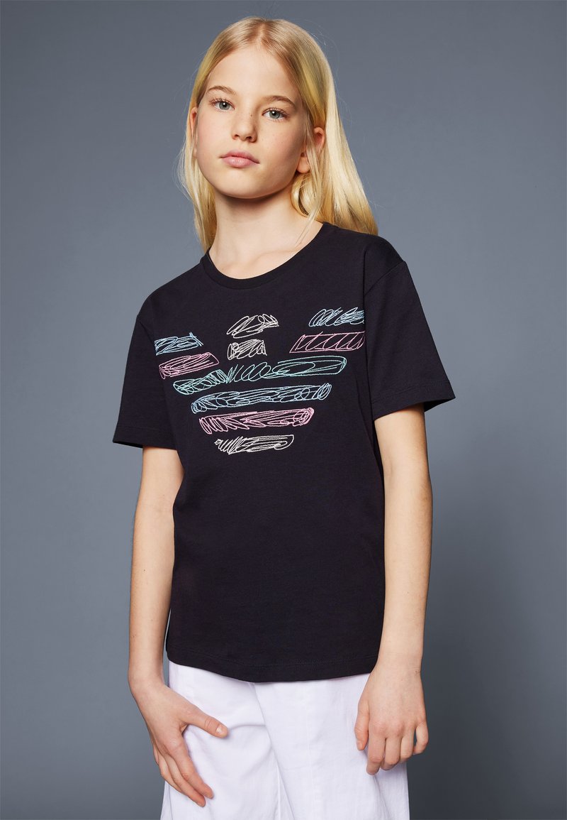 Emporio Armani Print T-shirt - blue navy/dark blue - Zalando.co.uk