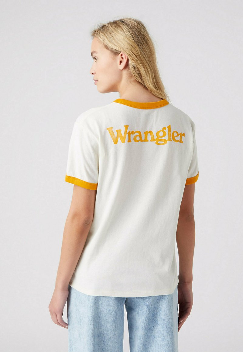 Wrangler RELAXED RINGER - T-Shirt print - vanilla ice/orange-meliert ...