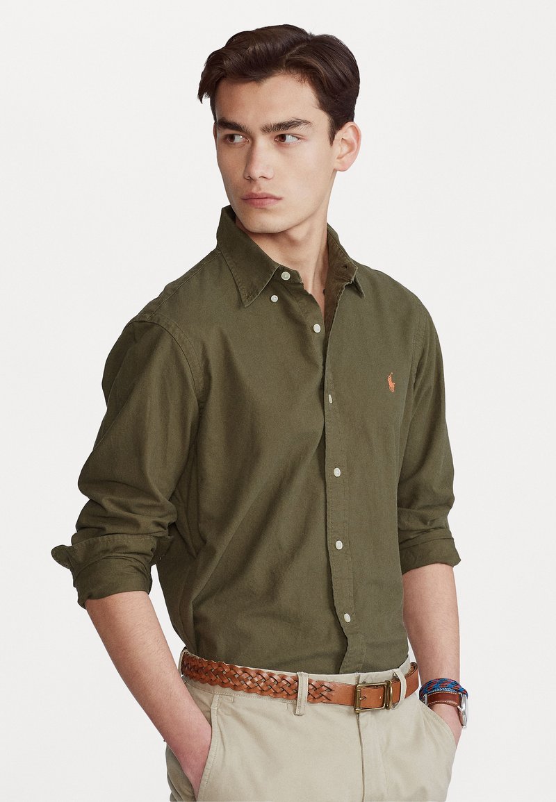 Polo Ralph Lauren SLIM FIT GARMENT-DYED OXFORD SHIRT - Majica - defender green/maslinasto ...
