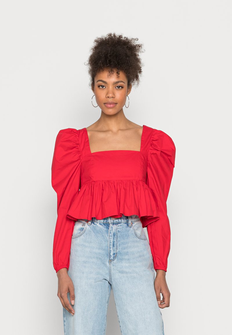 Glamorous SMOCK CROP TOP WITH TIE BACK - Blouse - red/rood - Zalando.nl