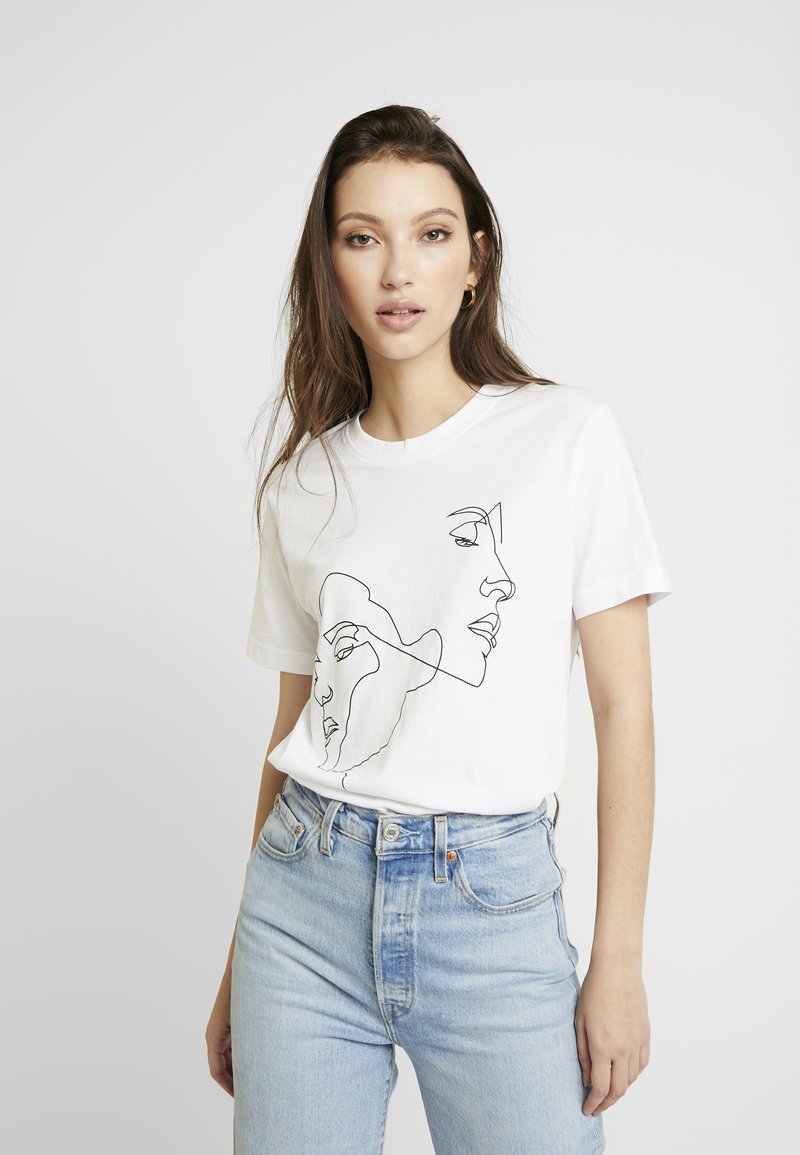 Mister Tee LADIES ONE LINE TEE - T-shirts print - white/hvid - Zalando.dk