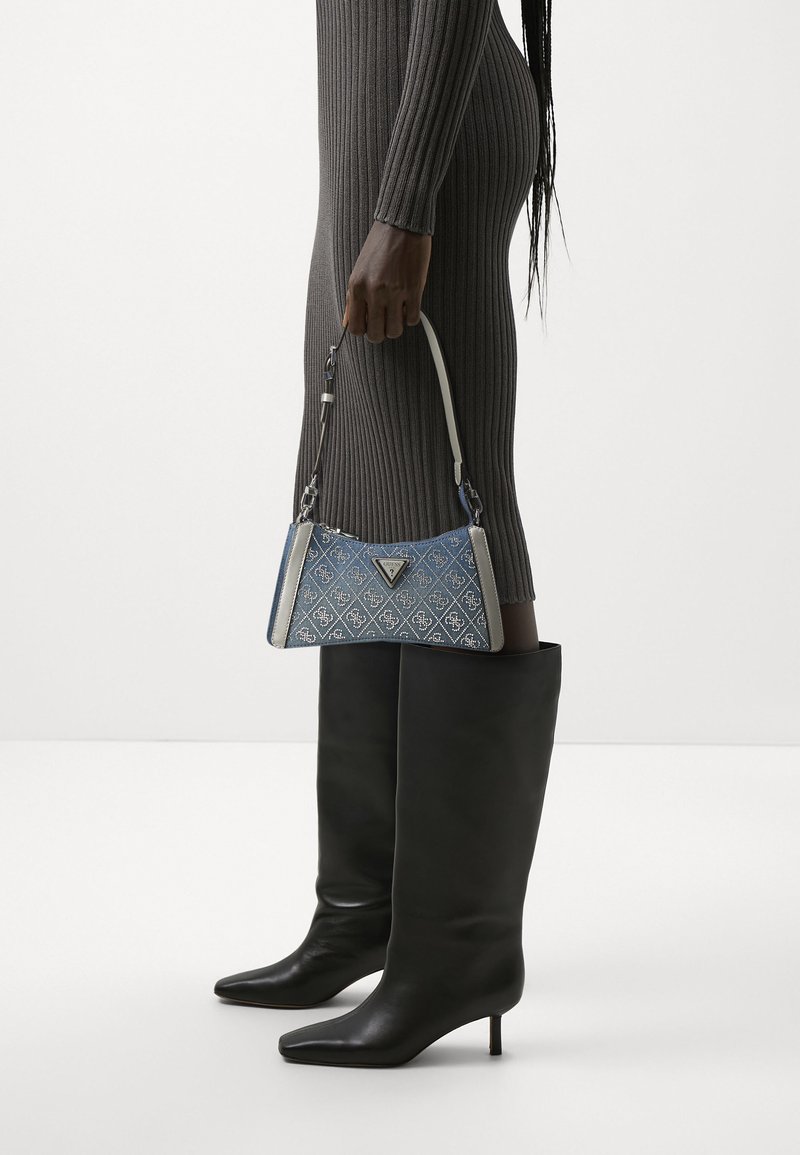 Guess DILI TOP ZIP SHOULDER BAG - Handbag - denim logo/blue denim ...