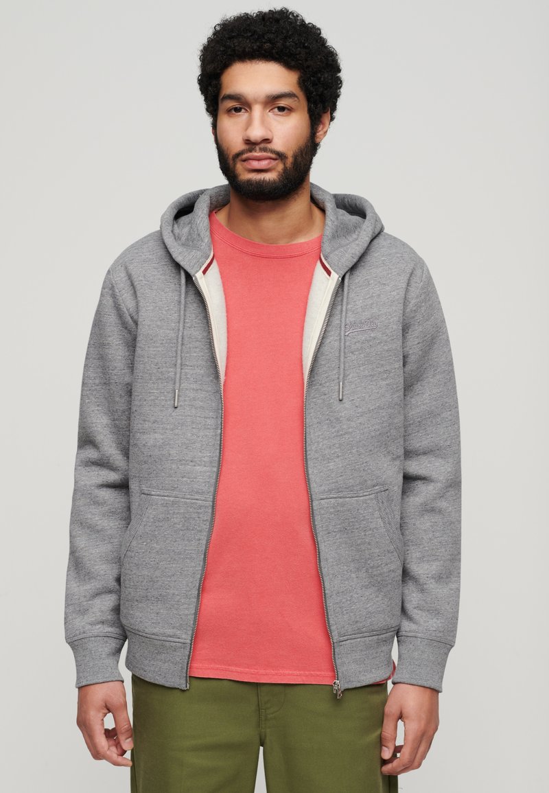Superdry ESSENTIAL LOGO - Sudadera con cremallera - dark grey fleck ...