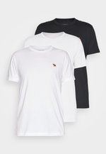Abercrombie & Fitch 3-PACK SIGNATURE ICON TEE - T-Shirt basic - CASUAL BLACK/ASH/BRIGHT WHITE ...