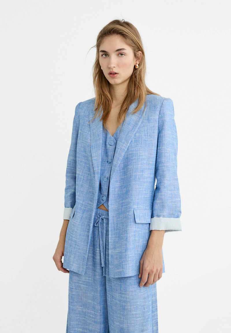 Stradivarius OPEN FLOWING - Kurzmantel - royal blue/royal - Zalando