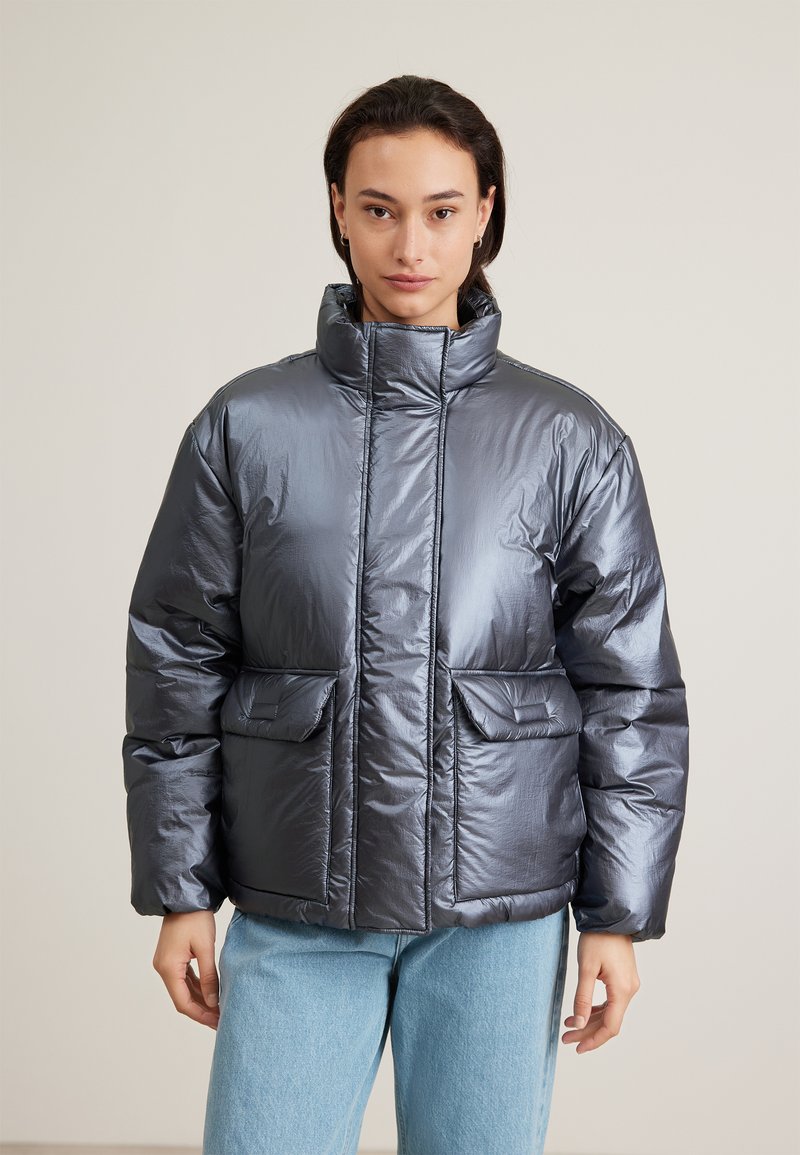 Tommy Jeans METALLIC PUFFER - Winter jacket - gunmetal - Zalando
