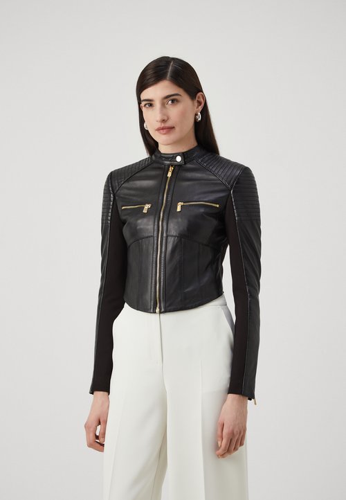 BOSS SAMELI - Nahkatakki - black/musta - Zalando.fi