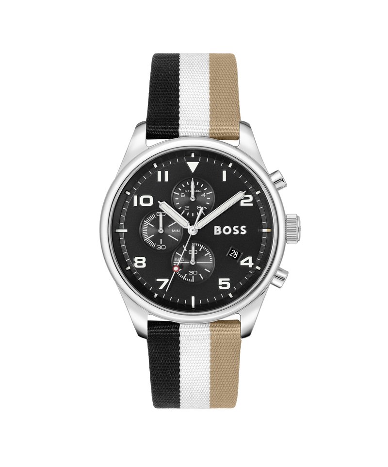 BOSS VIEW - Chronograph watch - black / white / beige/black - Zalando