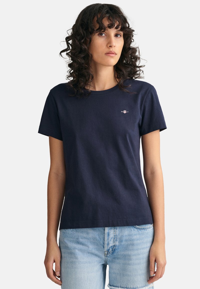 GANT REG SHIELD SS - Basic T-shirt - evening blue/dark blue - Zalando.co.uk