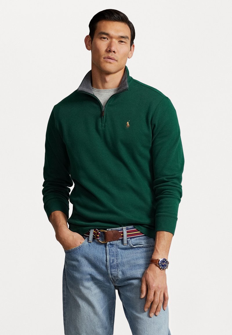 Polo Ralph Lauren LONG SLEEVE HALF ZIP - Stickad tröja - hunt club green/grön - Zalando.se