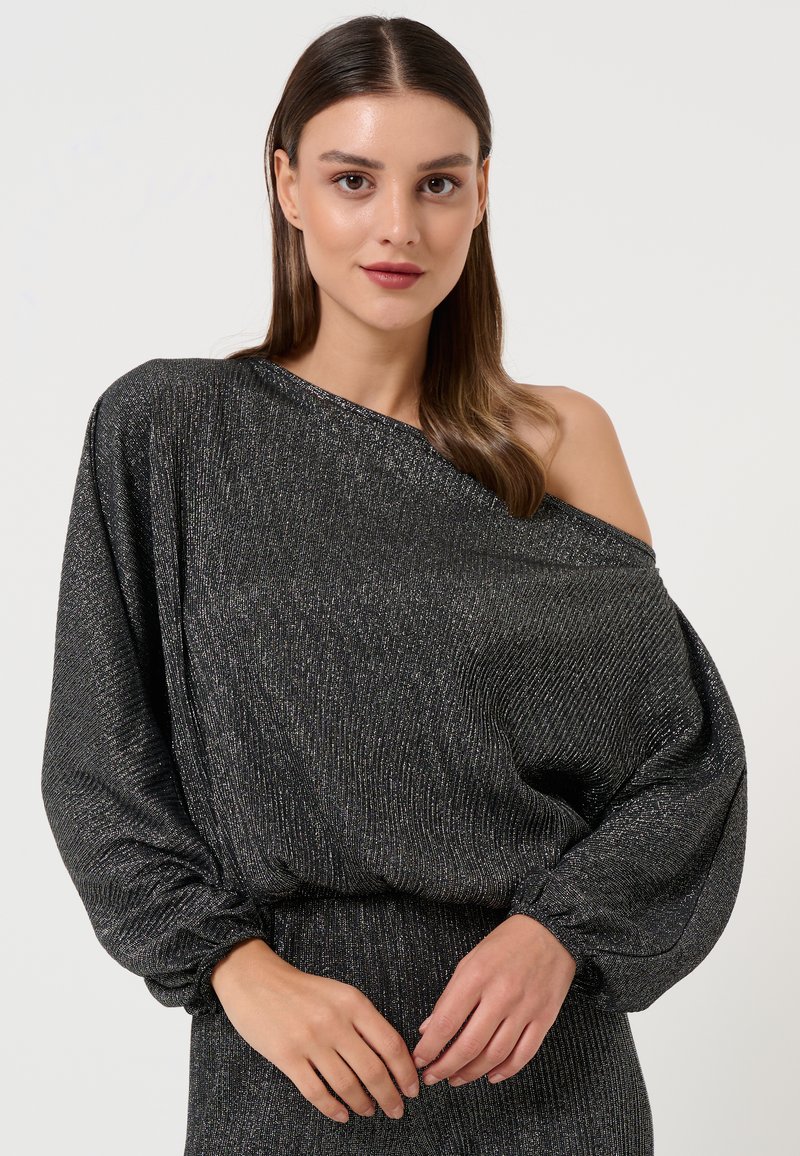 Jimmy Key WIDE FIT PLEATED JERSEY BLOUSE - Bluzka/czarny - Zalando.pl