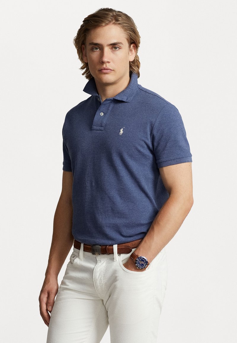 Polo Ralph Lauren CUSTOM SLIM FIT MESH POLO SHIRT - Poloshirt - navy heather/donkerblauw ...