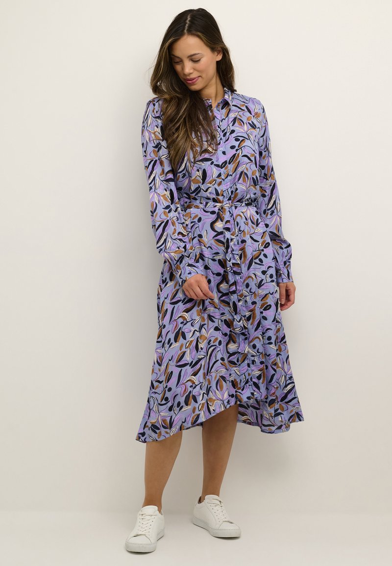 Kaffe KAFINE OLINE - Skjortekjole - blue painted leafs/blå - Zalando.dk