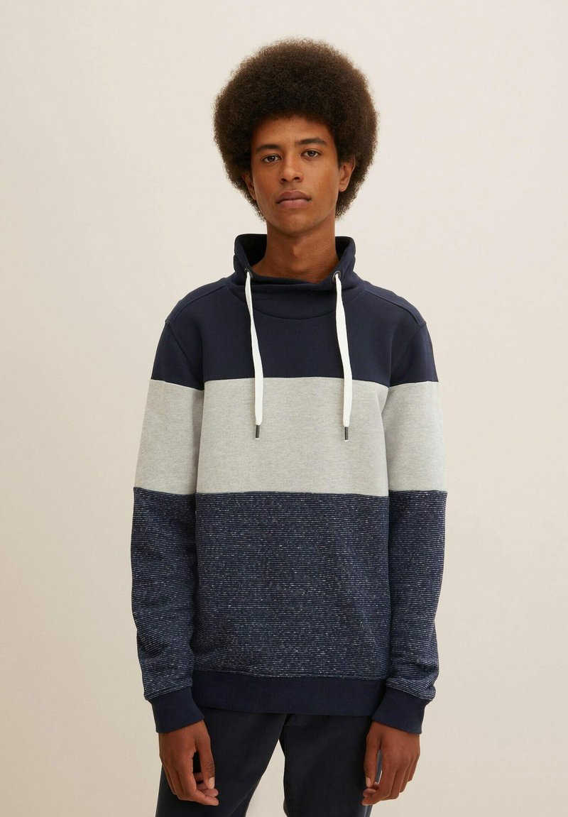 TOM TAILOR MIT BLOCKING - Sweater - middle grey melange/grijs gemêleerd ...