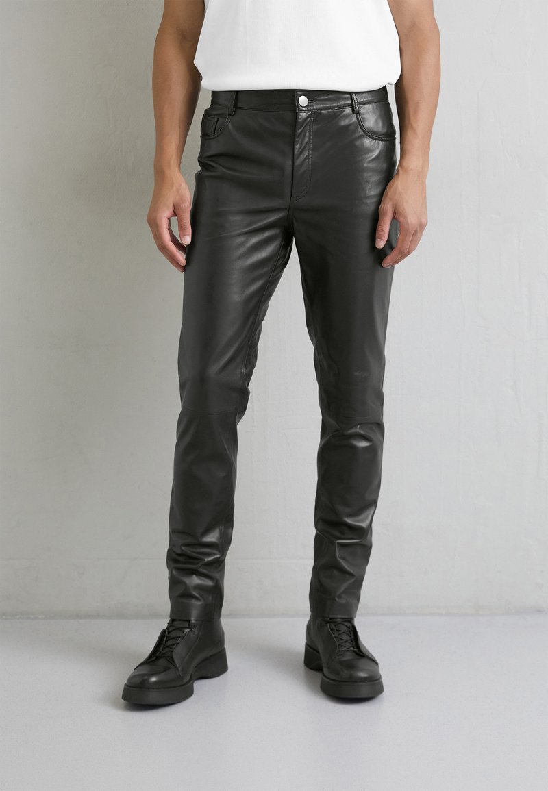 STUDIO ID GUIDO 5-POCKET - Pantalon en cuir - black/noir - ZALANDO.FR