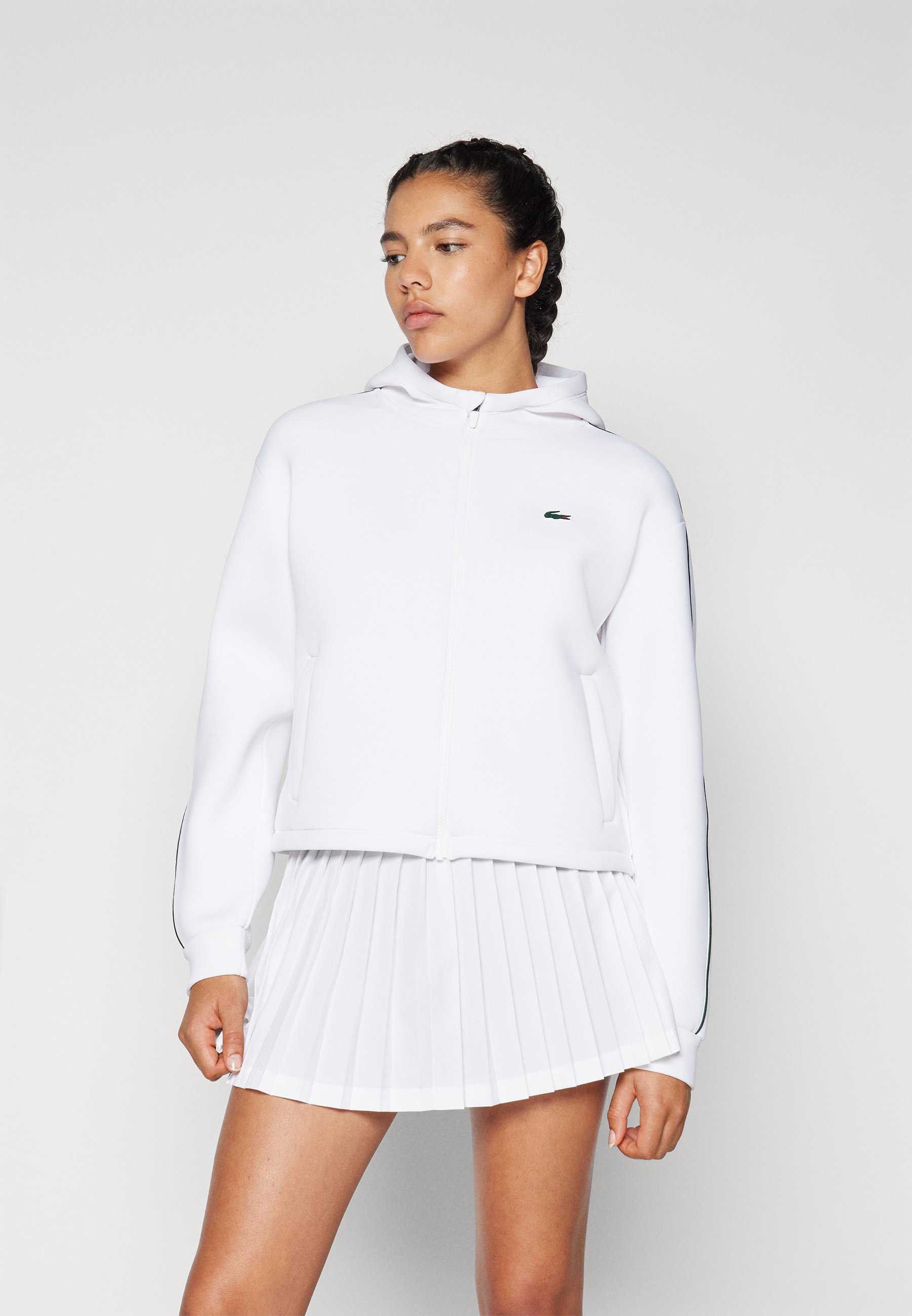 Lacoste Sport TENNIS JACKET HOODED Veste de survetement white green blanc ZALANDO.FR