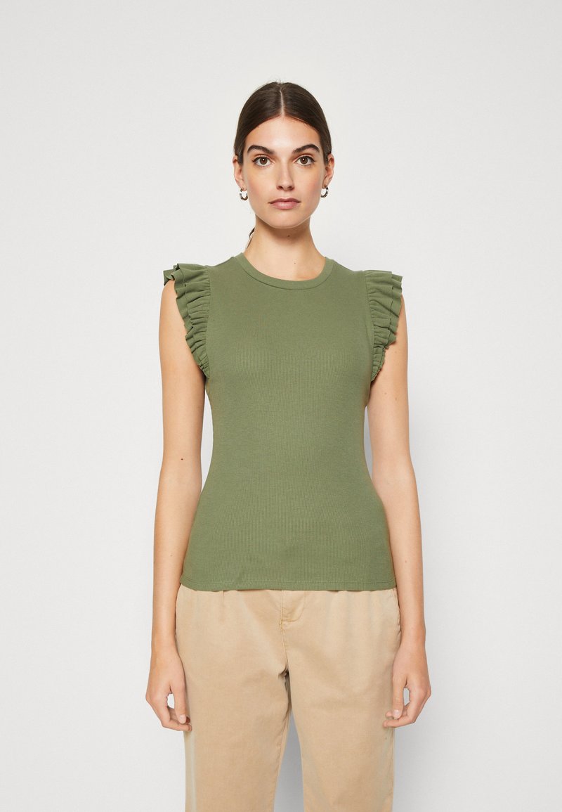 GAP RUFFLE TANK - Print T-shirt - desert cactus/khaki - Zalando