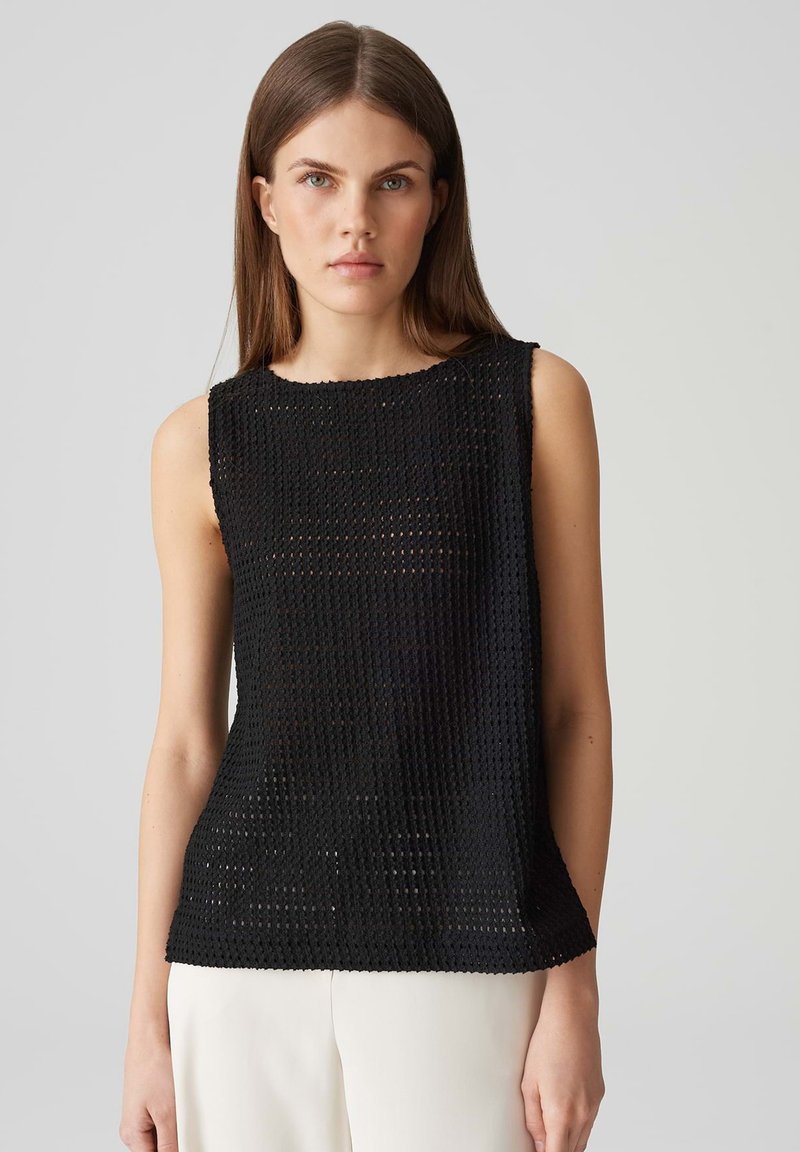 OPUS SLIM FIT CROCHET - Top - black/zwart - Zalando.be
