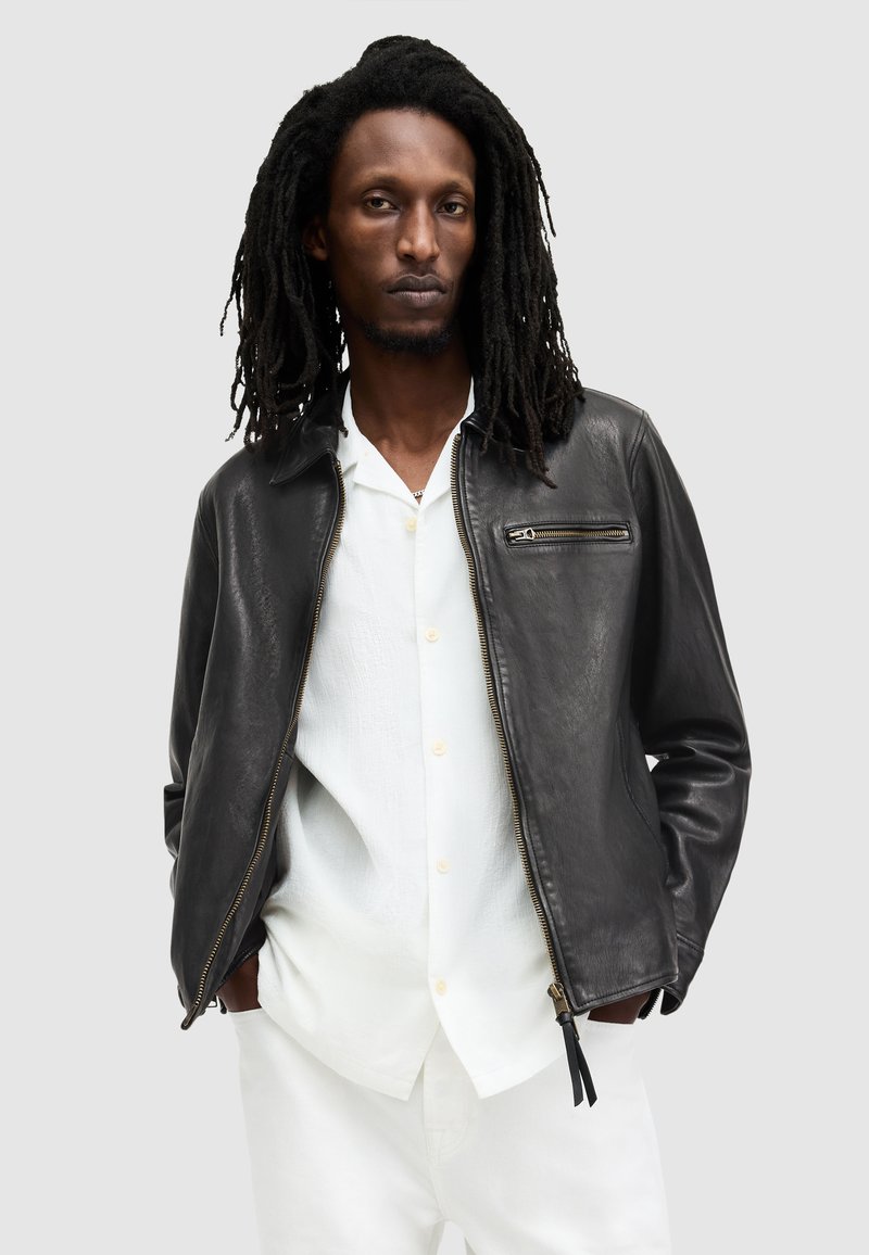 AllSaints MILLER JACKET - Lederjacke - black/schwarz - Zalando.ch