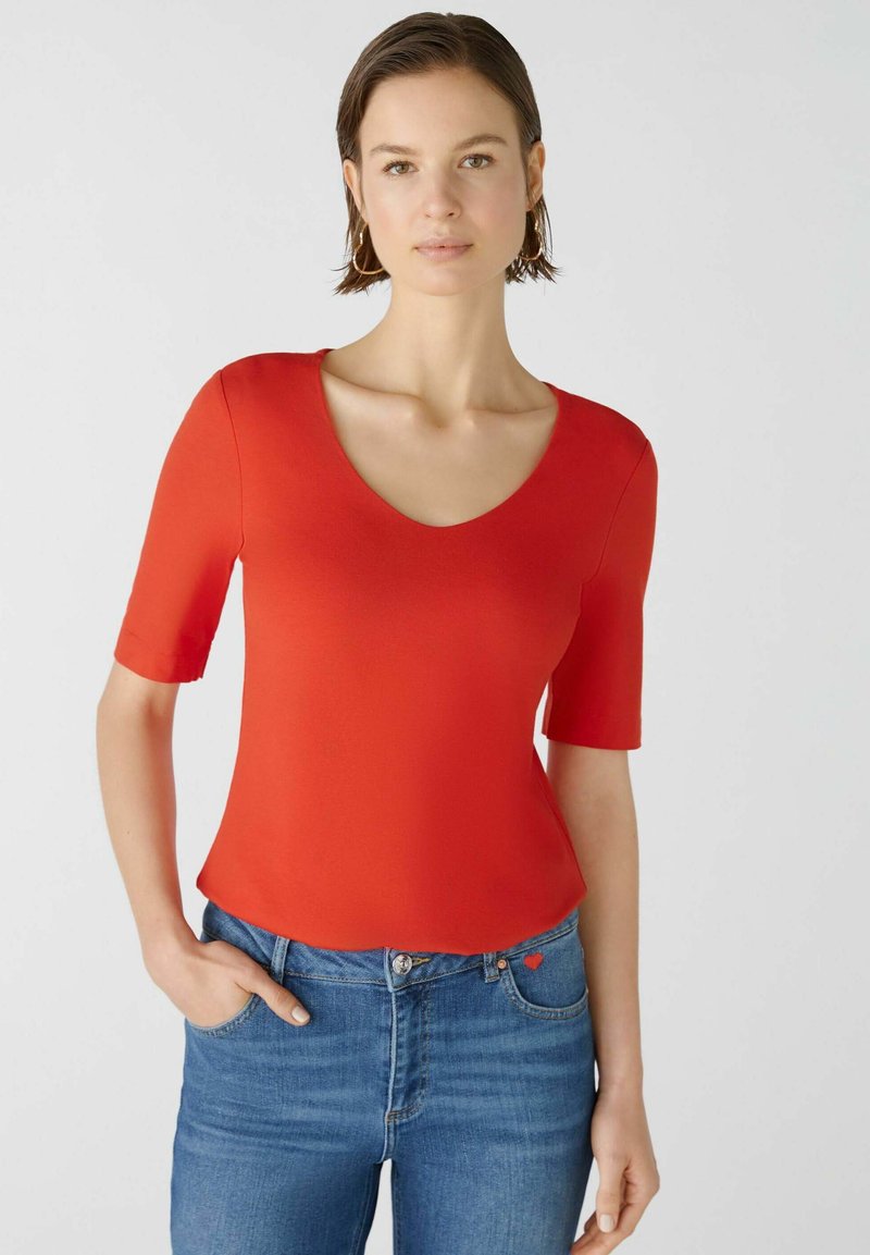 Oui MILANO-ARM - T-Shirt basic - aura orange/rot - Zalando