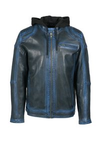 Freaky Nation Leather jacket - blue black/blue - Zalando