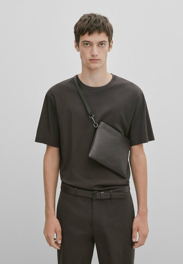 Massimo Dutti STUDIO SHORT SLEEVE - T-Shirt basic - mottled brown/braun ...