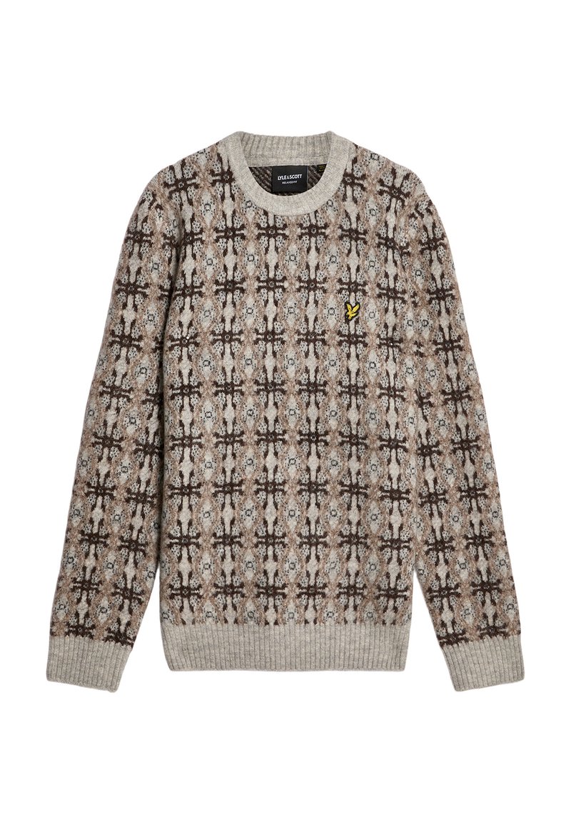 Lyle & Scott BRUSHED INTARSIA CREW NECK - Pullover - light grey marl ...