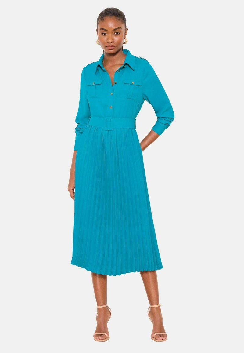 Lipsy REGULAR FIT PLEATED MIDI - Shirt dress - teal blue/green - Zalando